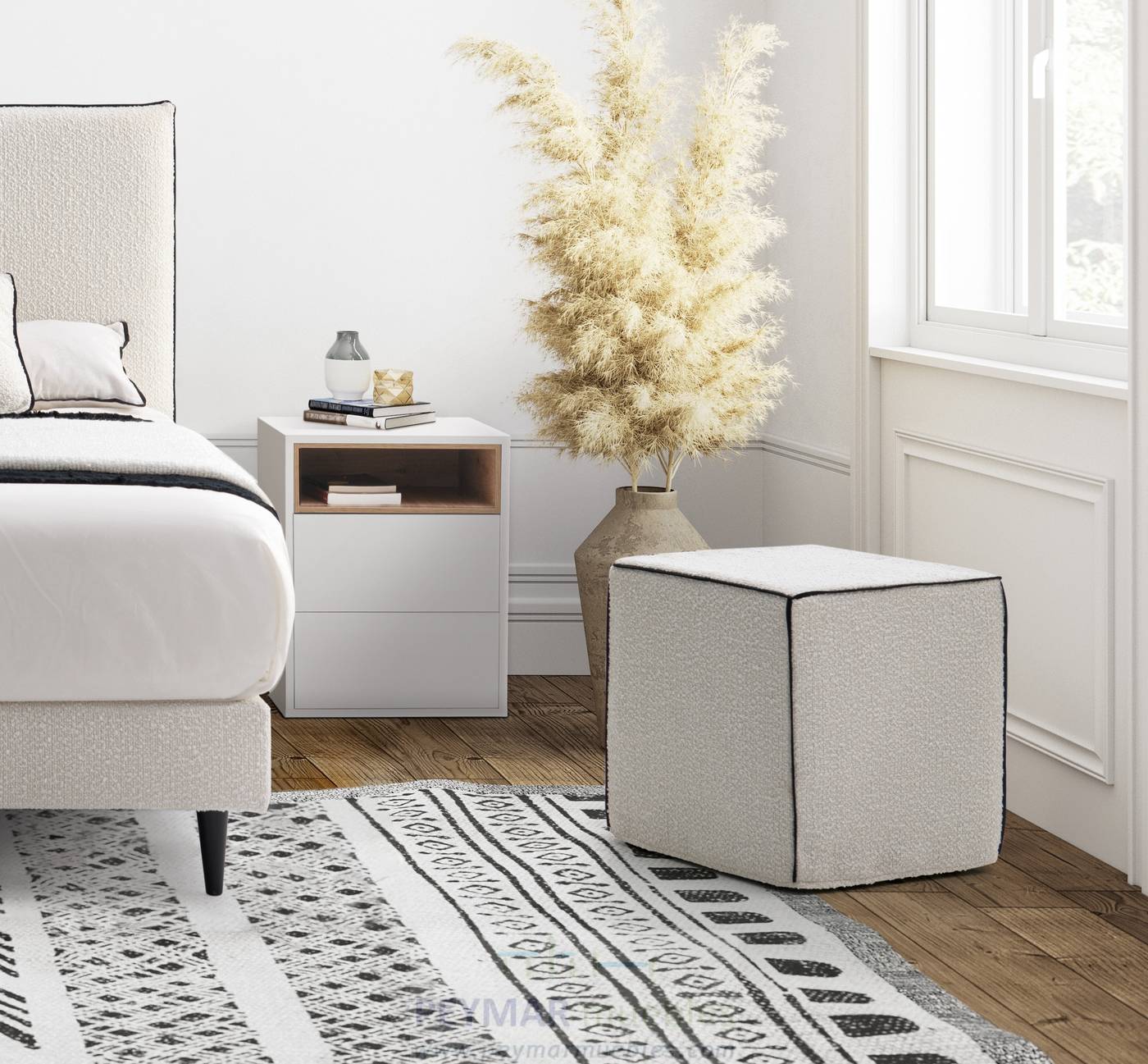 Pouf Tapizado Cubo · Dormitorios Tapizado